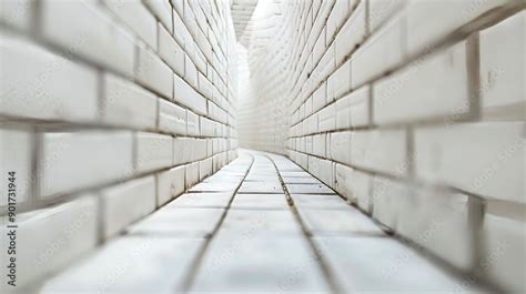 ภาพประกอบสต็อก White Brick Pathway Perspective A Diminishing