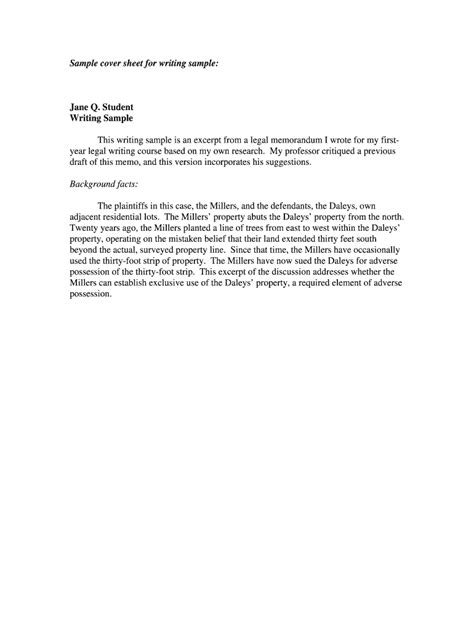 Fillable Online Sample Cover Sheet For Writing Sample Fax Email Print Pdffiller