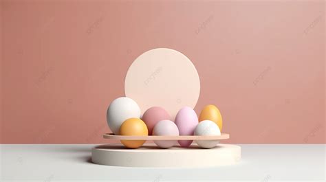 흰색 3d 렌더링된 디스플레이 연단 위에 최소한의 부활절 테마 스탠드 생생한 계란 최소한의 장면 3d 디스플레이 3d 장면 배경 일러스트 및 사진 무료 다운로드