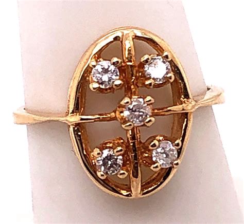14 Karat Yellow Gold Contemporary Ring With Diamonds 050 Tdw For Sale