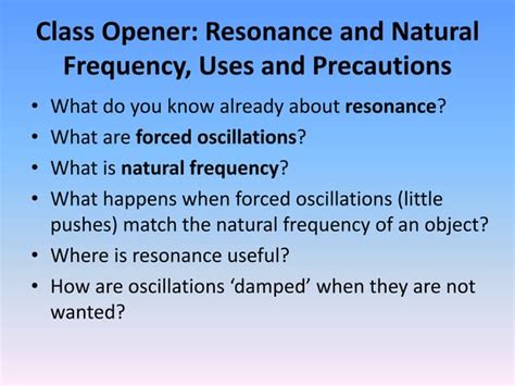 Resonance And Natural Frequency Uses And Precautions Nis Pptx