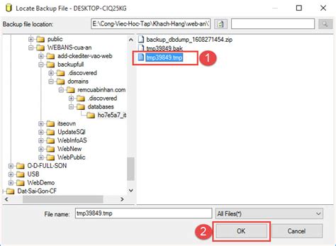 Cách restore database file tmp bak trn trong sql server mới nhất