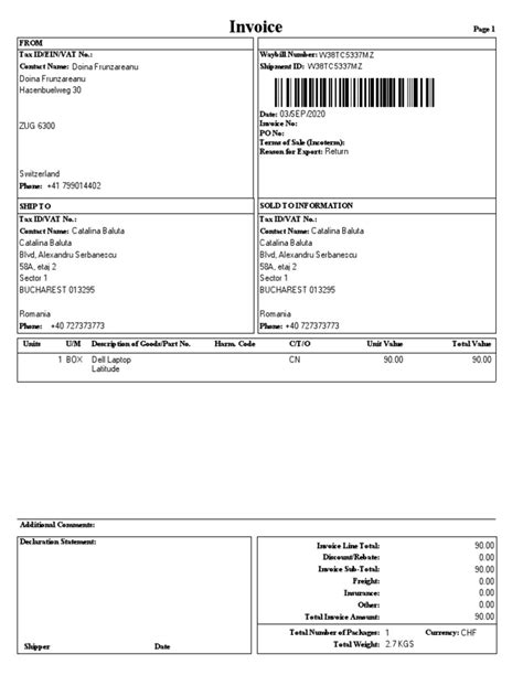 Ups Invoice Pdf Value Added Tax Cargo