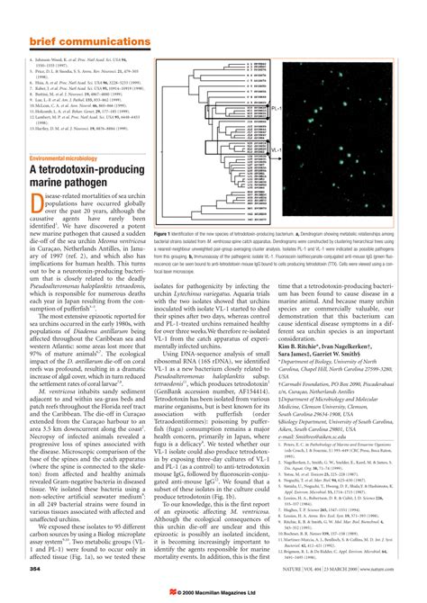 Pdf Environmental Microbiology A Tetrodotoxin Producing Marine Pathogen