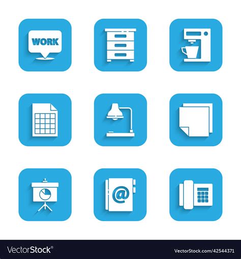 set table lamp address book telephone post note vector image