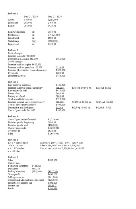 Income Statement And Oci Exercises Answer Assets 970 000 1 218