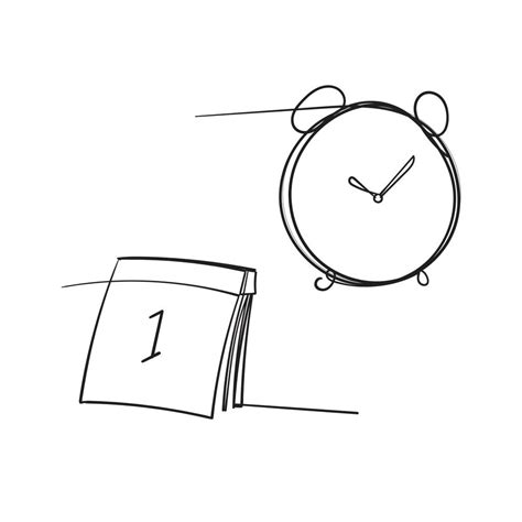 Hand Drawn Time And Clock Vector Linear Iconstime Management Timer Speed Alarm Time