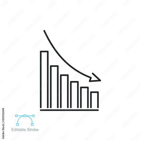 Declining Graph Line Icon Decrease Diagram Symbol Of Bankrupt