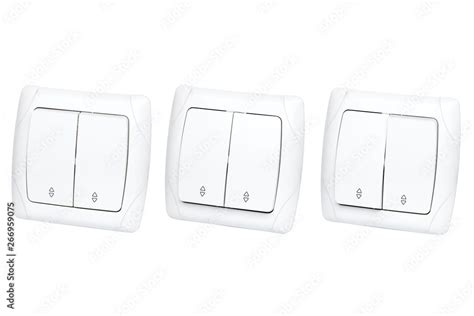 Double Light Switch Side View Isolated On A White Background Set