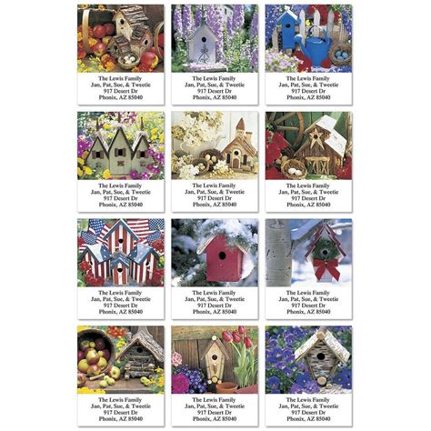 All Seasons Birdhouses Select Return Address Labels Colorful Images