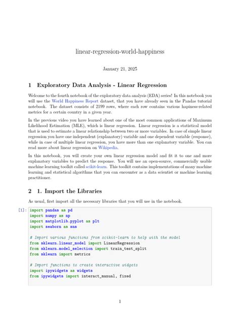 Linear Regression World Happiness | PDF | Linear Regression | Dependent And Independent Variables