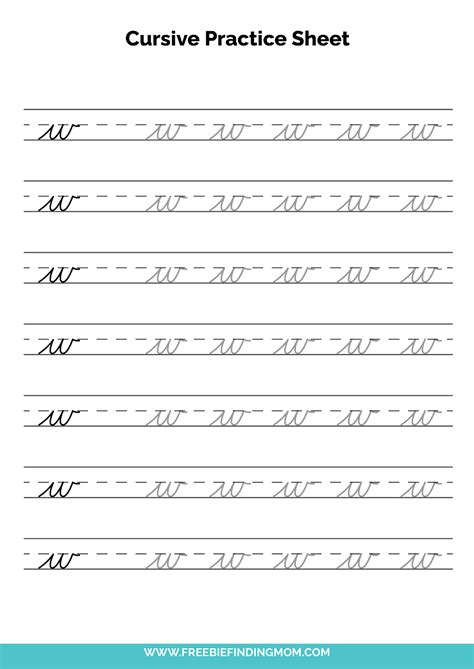 Free Printable Cursive Alphabet Practice Sheets Lowercase W
