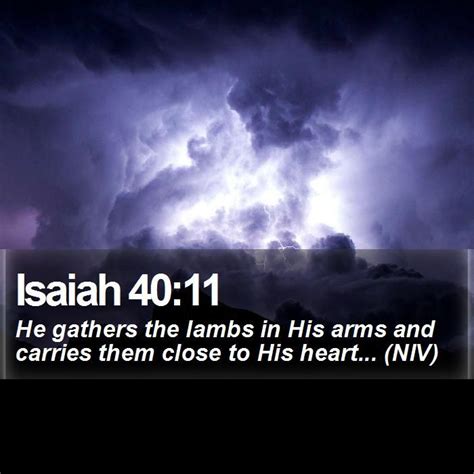 Isaiah 40 11 He Gathers The Lambs In His Arms And Carries Them Close To