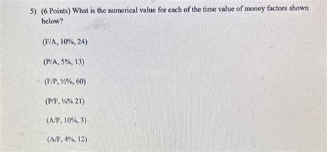 solved 5 6 points what is the numerical value for each