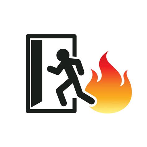 화재시 비상구 표시 스톡 사진 및 일러스트 Istock