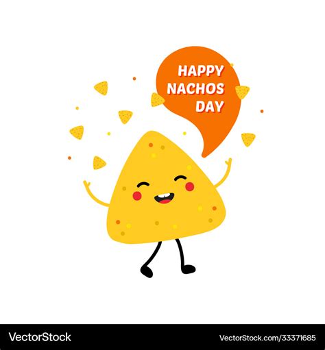 Cute Nachos Day Celebration Card Royalty Free Vector Image