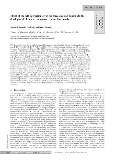 pdf effect of the self interaction error for three electron bonds on
