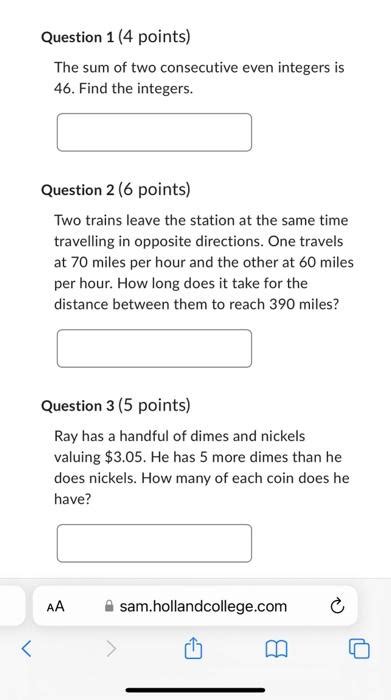 Solved The Sum Of Two Consecutive Even Integers Is 46 Find Chegg Com