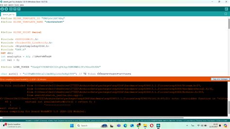 ขึ้นเเบบนี้มีอะไรผิดครับ Exit Status 1 Error Compiling For Board Nodemcu 10 Esp 12e Module