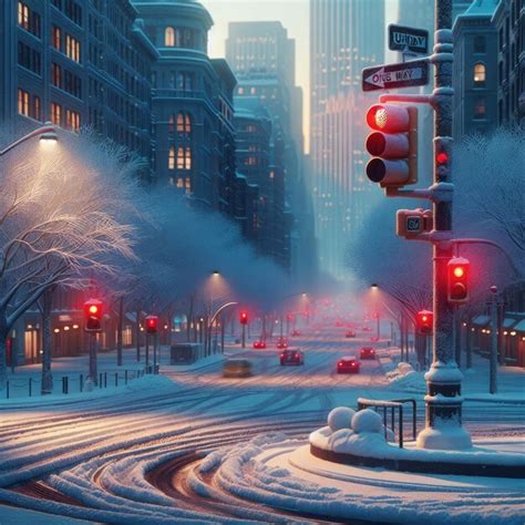 Premium Ai Image A Winter Scene At A City Junction