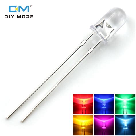 Diymore 100pcs 5mm หัวกลมสีแดง Led Light Emitting Diode Frosted Round Head Anode Th