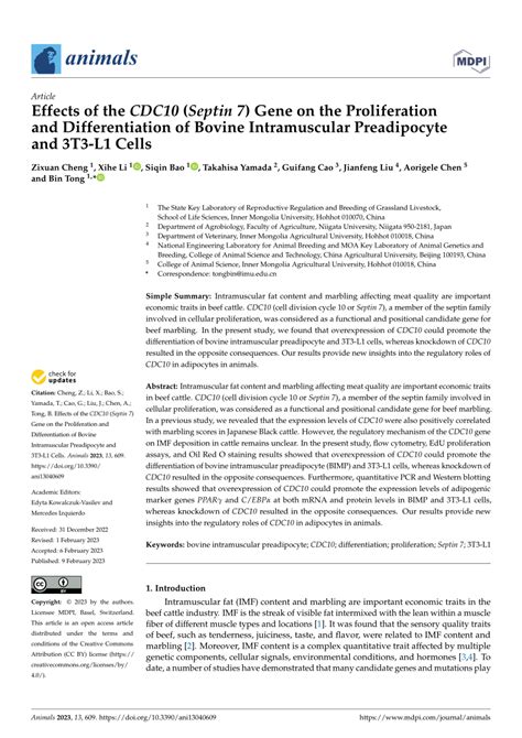 Pdf Effects Of The Cdc10 Septin 7 Gene On The Proliferation And
