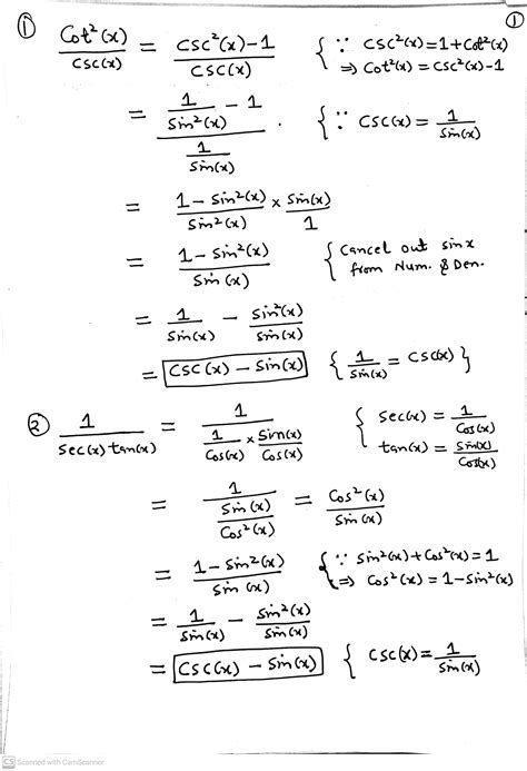 Solved How Do You Solve This Using Trig Identities Cotx 2 Cscx Sinx Course Hero