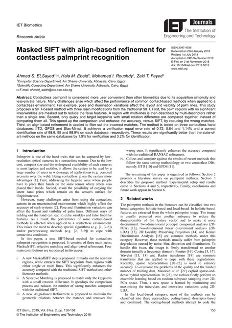 pdf masked sift with align based refinement for contactless palmprint