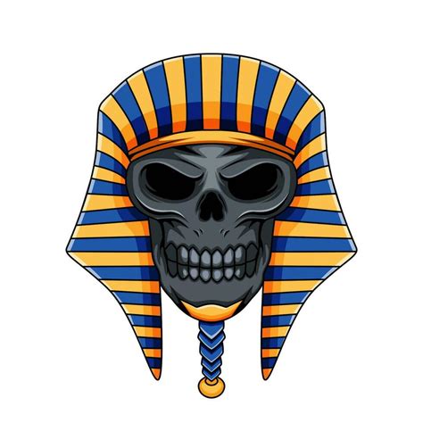 Illustration Of Golden Pharaoh Egypt Human Skull Mascot Character