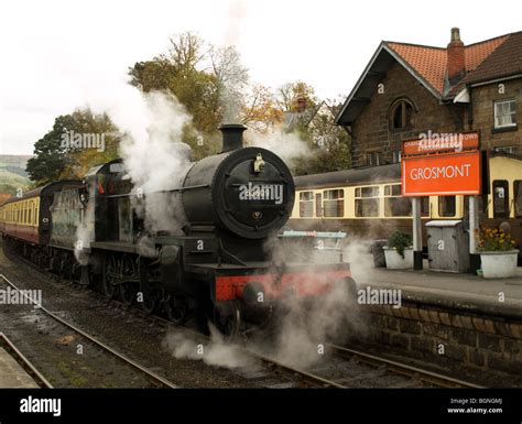 North York Moors Railway Steam Train At Grosmont Station North York