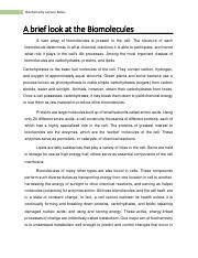 Introduction To Biochemistry LECTURE NOTES A Brief Look At The Biomolecules Pdf