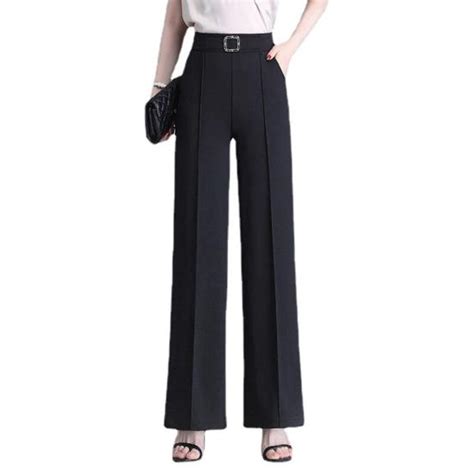 Купити Костюмні брюки з високою талією еластичний пояс пояс прикраса кишені повна довжина