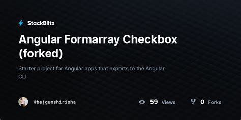 Angular Formarray Checkbox Forked Stackblitz