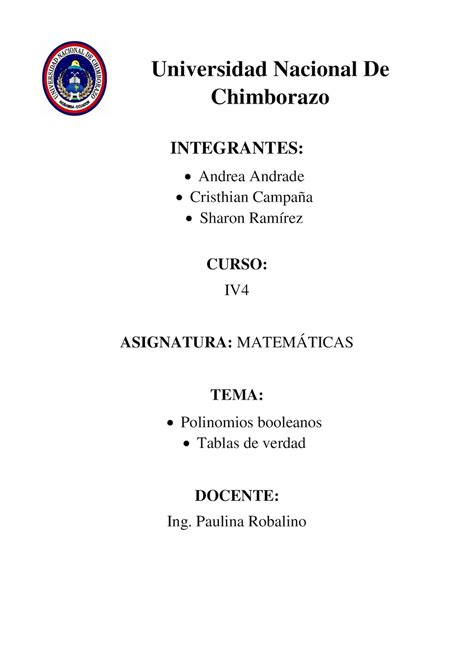 Calaméo Polinomios Booleanos Y Tablas De Verdad
