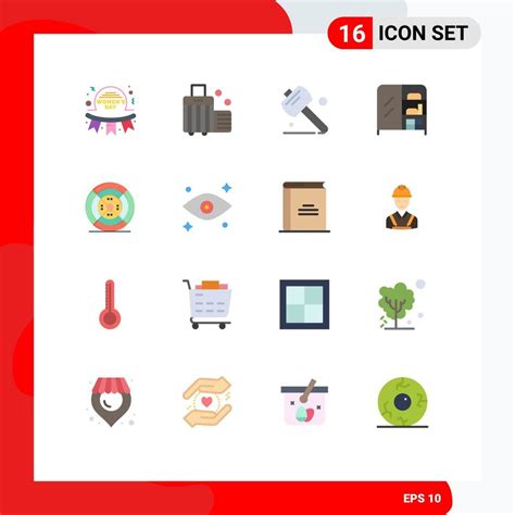 16 Universal Flat Color Signs Symbols Of Printing Film Luggage Wardrobe Furniture Editable Pack