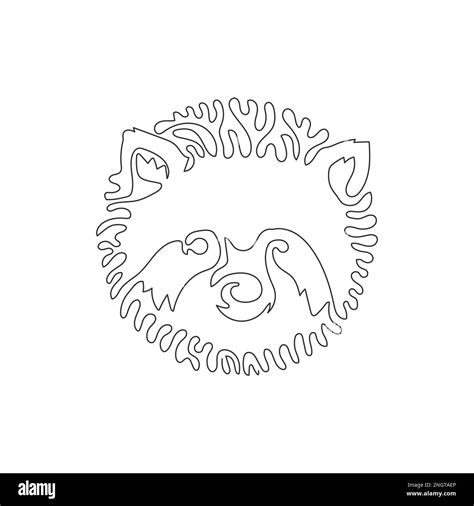 Single Curly One Line Drawing Of Raccoon Nocturnal Mammals Abstract Art Continuous Line Drawing