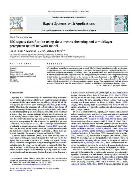pdf eeg signals classification using the k means clustering and a