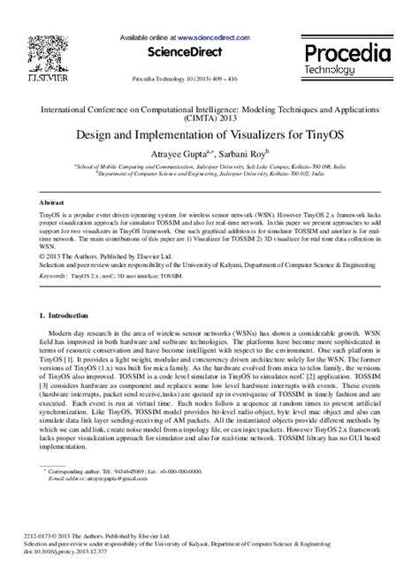 Pdf Design And Implementation Of Visualizers For Tinyos