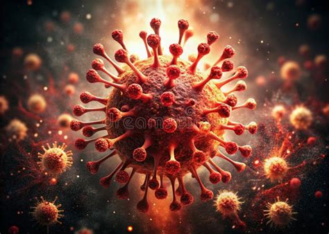 Intricate Microscopic Visualization Of A Red Viral Particle A Detailed Look At Molecular