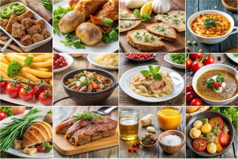 European Food Collage With Variety Of Dishes Stock Illustration
