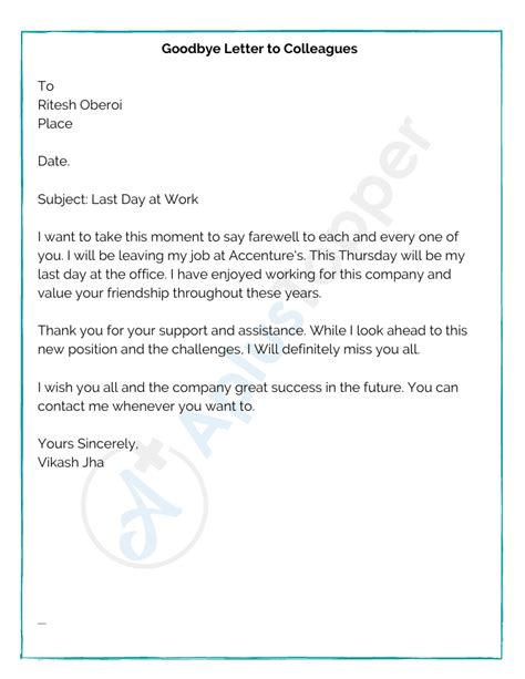 Sample Goodbye Letters Example Sample And How To Write Sample Goodbye