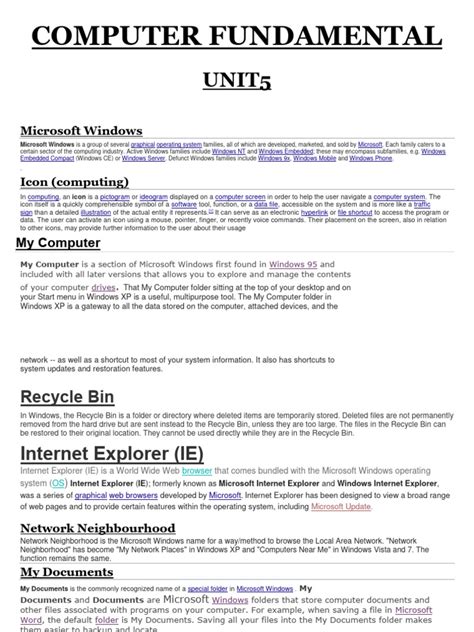 Computer Fundamental Notes Pdf Icon Computing Microsoft Windows