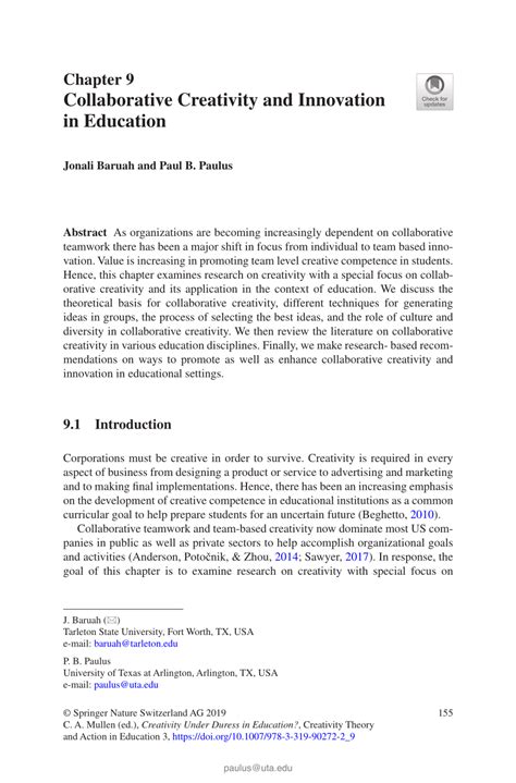 Pdf Collaborative Creativity And Innovation In Education