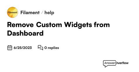 Remove Custom Widgets From Dashboard Filament