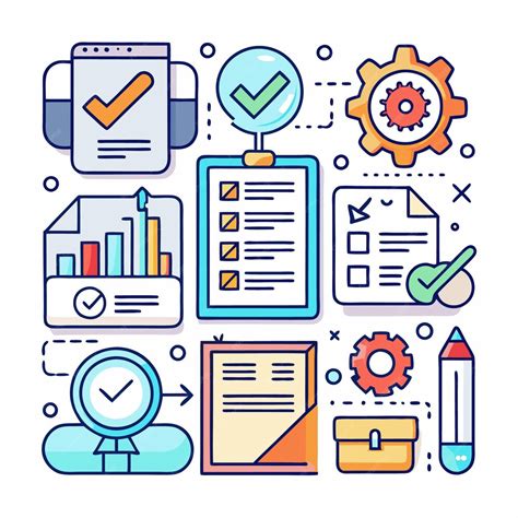 Colorful Checklist And Process Icons With Checkmarks And Gears Premium Ai Generated Vector