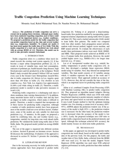 Trafficcongestionpredictionusingmachinelearni Pdf Prediction Traffic Congestion