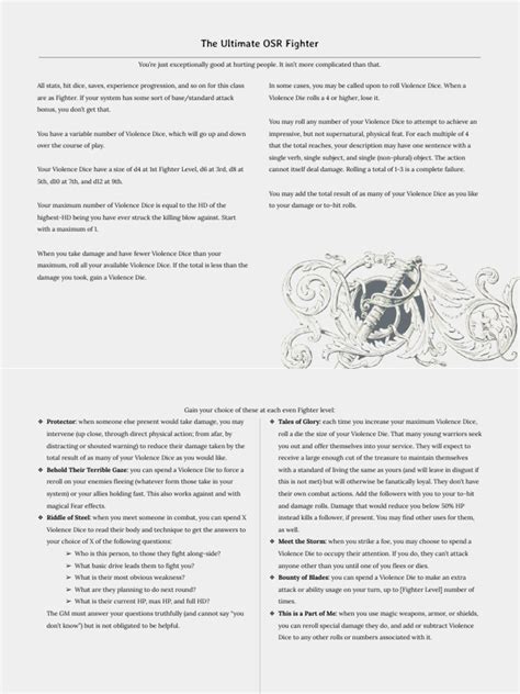 The Ultimate Osr Fighter Pdf Role Playing Games Gaming