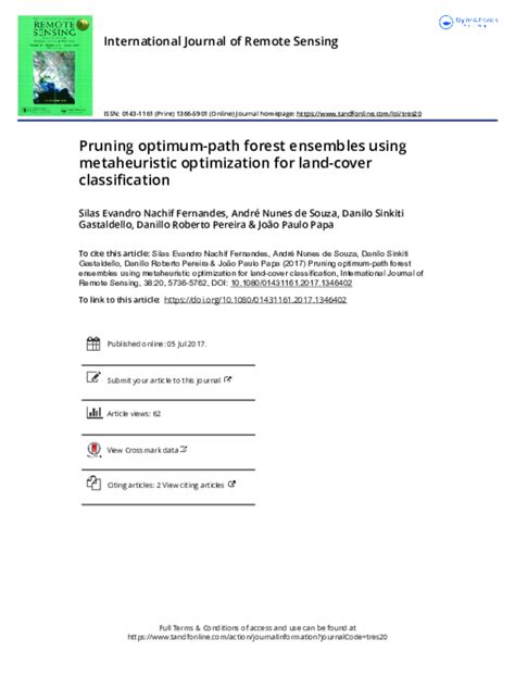 pdf pruning optimum path forest ensembles using metaheuristic