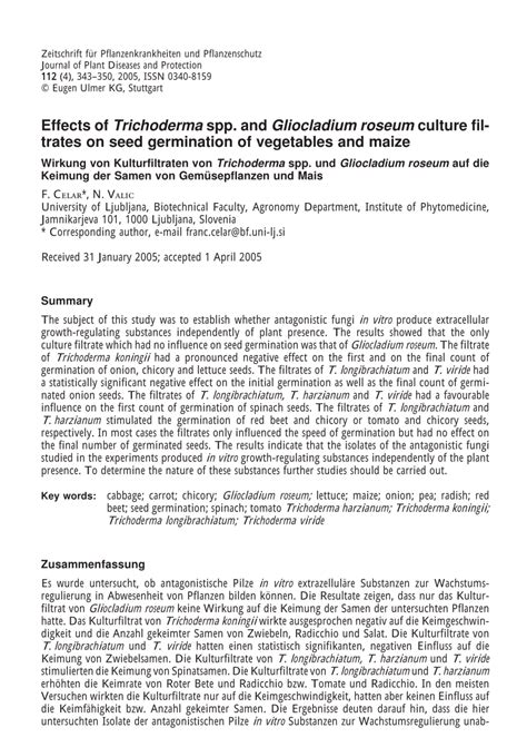 Pdf Effects Of Trichoderma Spp And Gliocladium Roseum Culture
