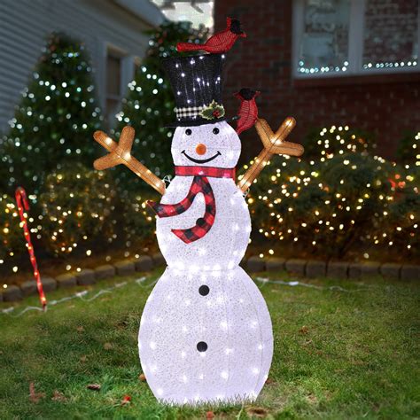 Ktaxon 5ft Snowman Christmas Lighted Snowman With Birds Outdoor